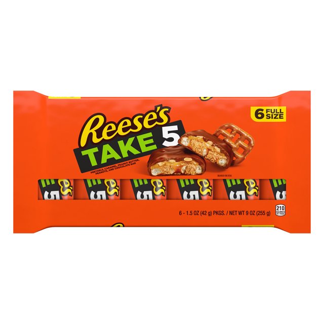Reese's Take 5 Pretzel, Peanut and Chocolate Candy, Bars 1.5 oz, 6 Count - Walmart.com