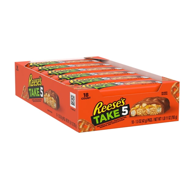 Reese's Take5, 5 Layer Candy Bars Box with Pretzels, Caramel, Peanuts ...
