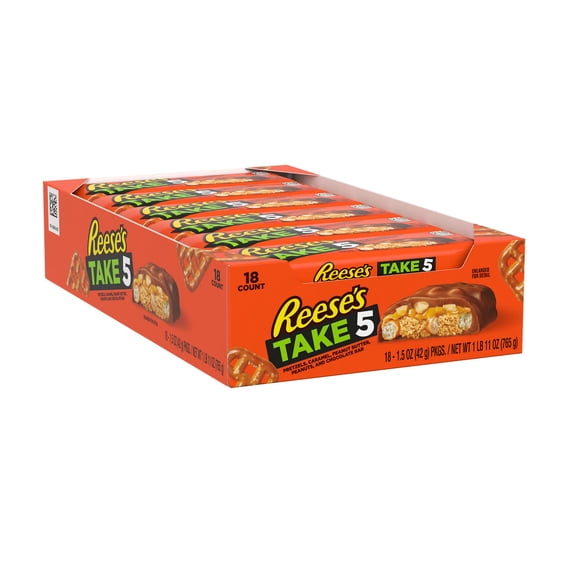 Reese's Take5, 5 Layer Candy Bars Box with Pretzels, Caramel, Peanuts ...