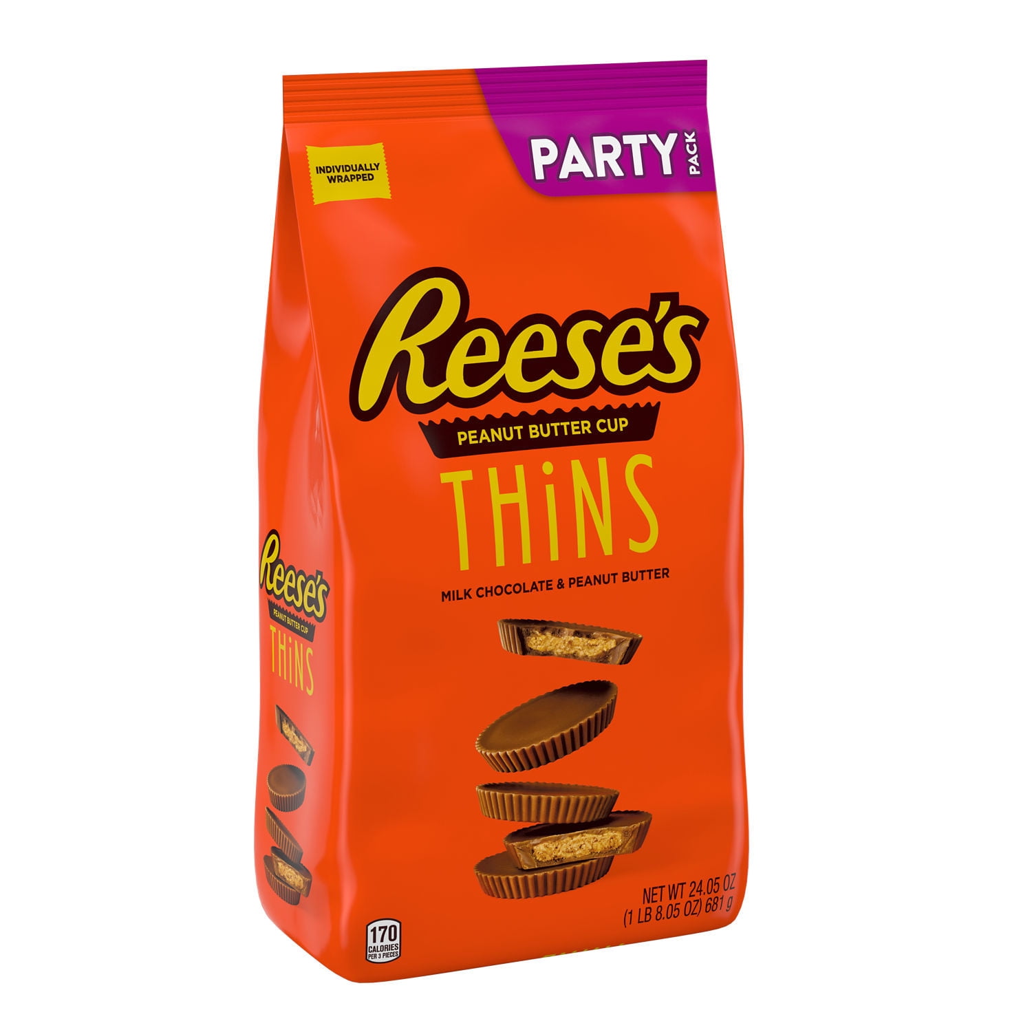 Reese's Thins Milk Chocolate Peanut Butter Cups Candy, Party Pack 24.05 ...