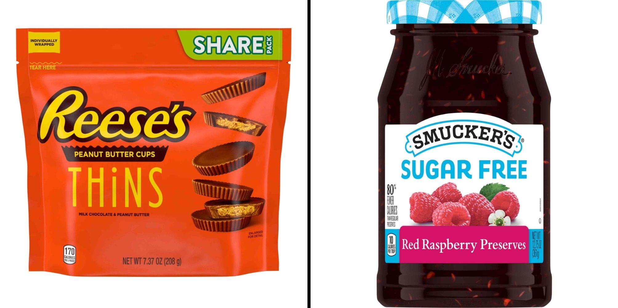 Reese's Thins Milk Chocolate Peanut Butter Cups Candy & Smucker's Sugar ...