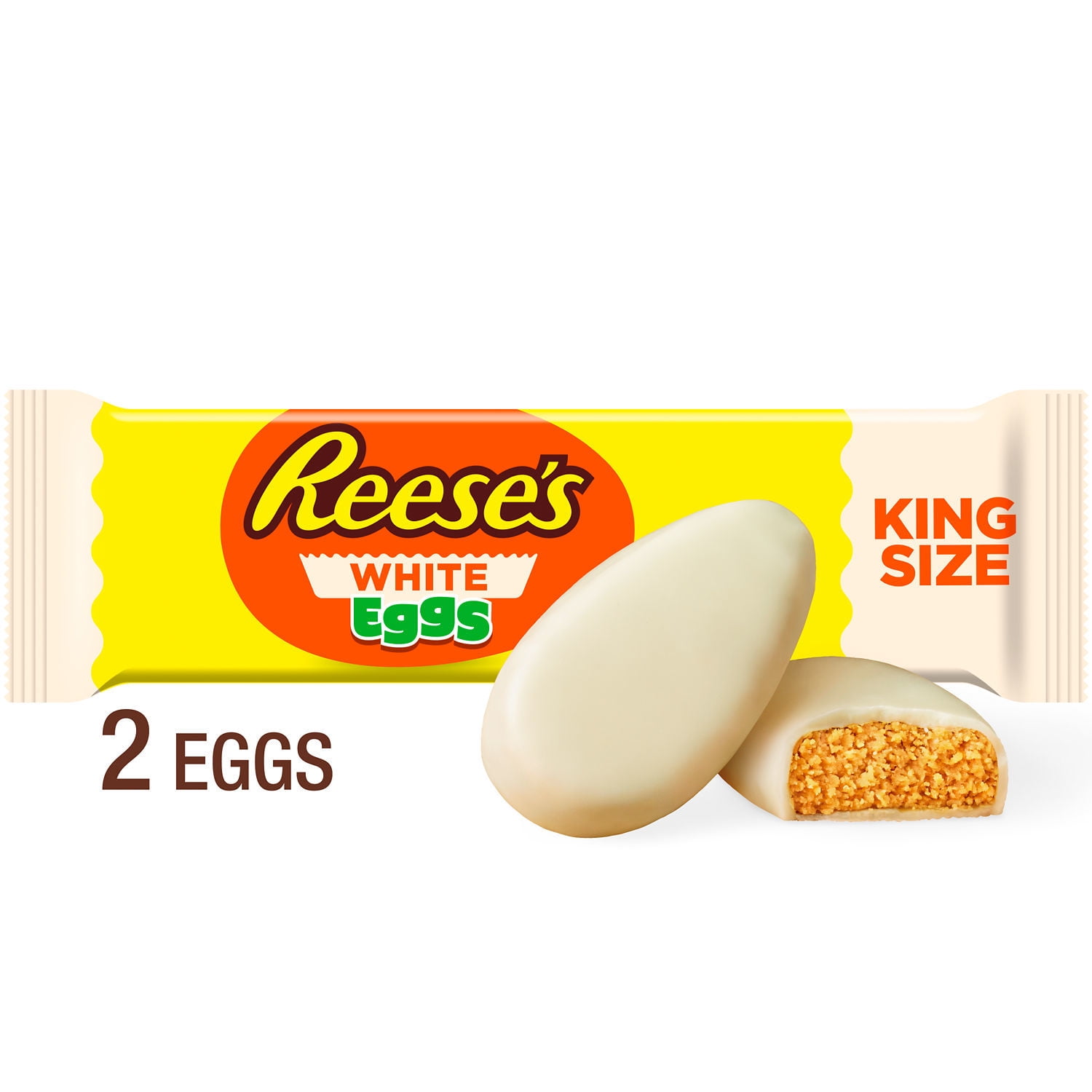 Reese's King Size White Creme Peanut Butter Easter Eggs Candy, 2.4 oz ...