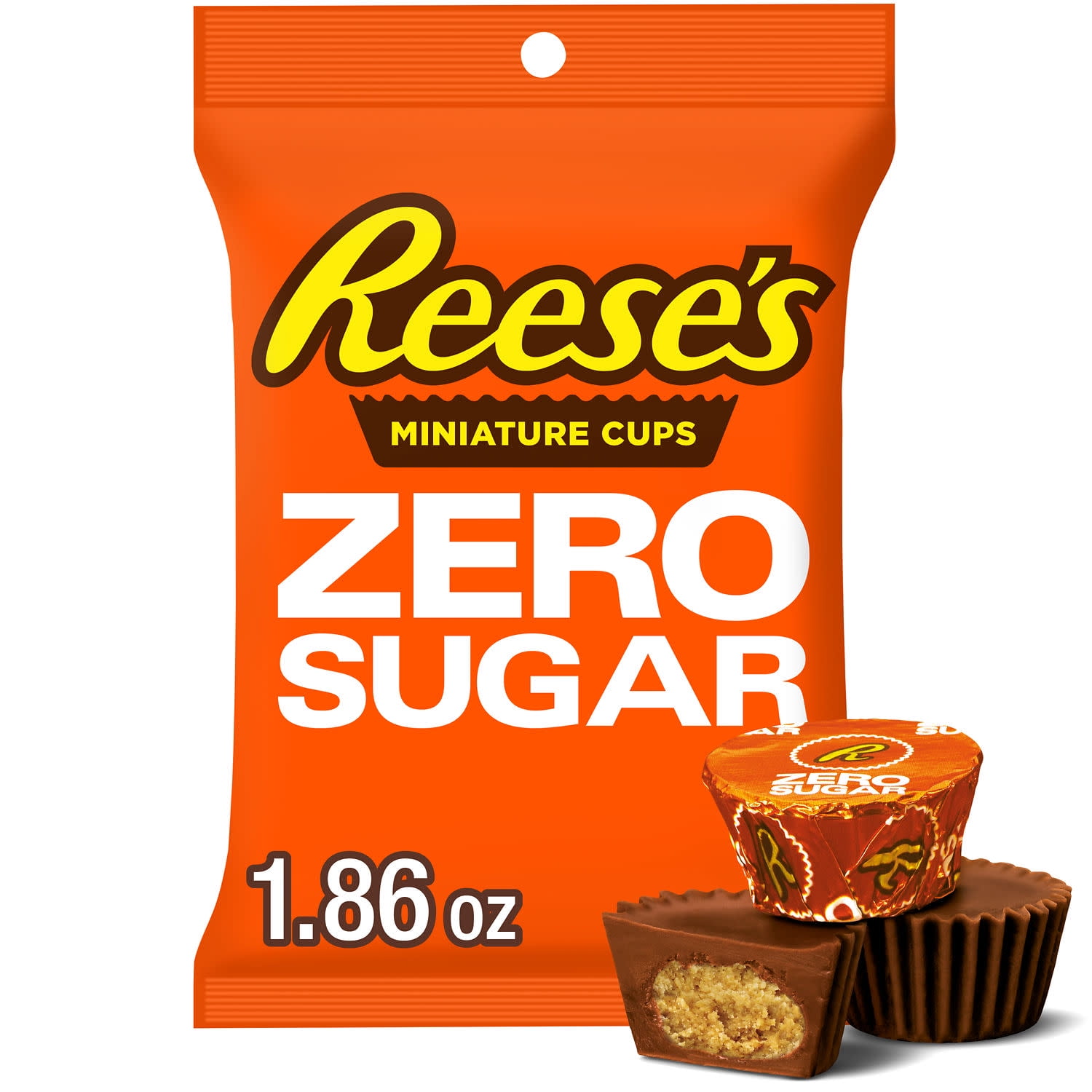 Reese's Zero Sugar Miniatures, Individually Wrapped Chocolate Peanut ...