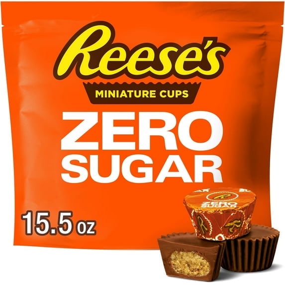 Reese's Zero Sugar Miniatures Chocolate Peanut Butter Cups Candy, Bag ...