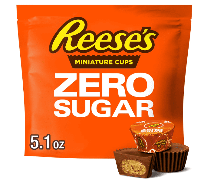 Reese's Zero Sugar Miniatures Chocolate Peanut Butter Cups Candy, Bag 5 ...