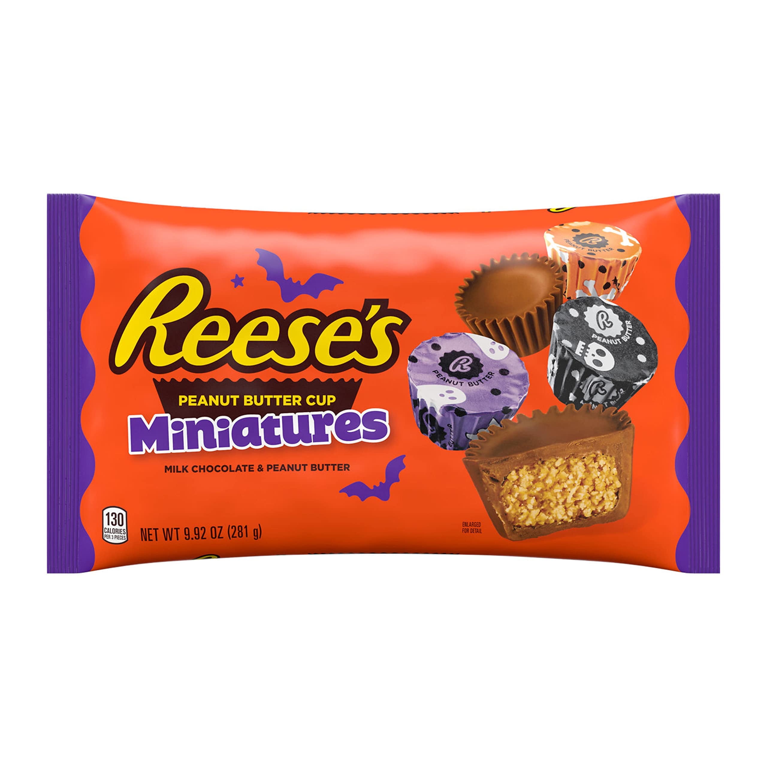 Reeses Halloween Milk Chocolate Miniatures Peanut Butter Cups, 9.92 OZ ...