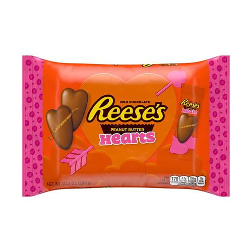 Reeses Milk Chocolate Peanut Butter Hearts Candy, Valentines Day Candy ...