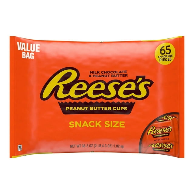 Reeses 65-Piece Milk Chocolate Peanut Butter Snack Size Cups Candy, 36. ...