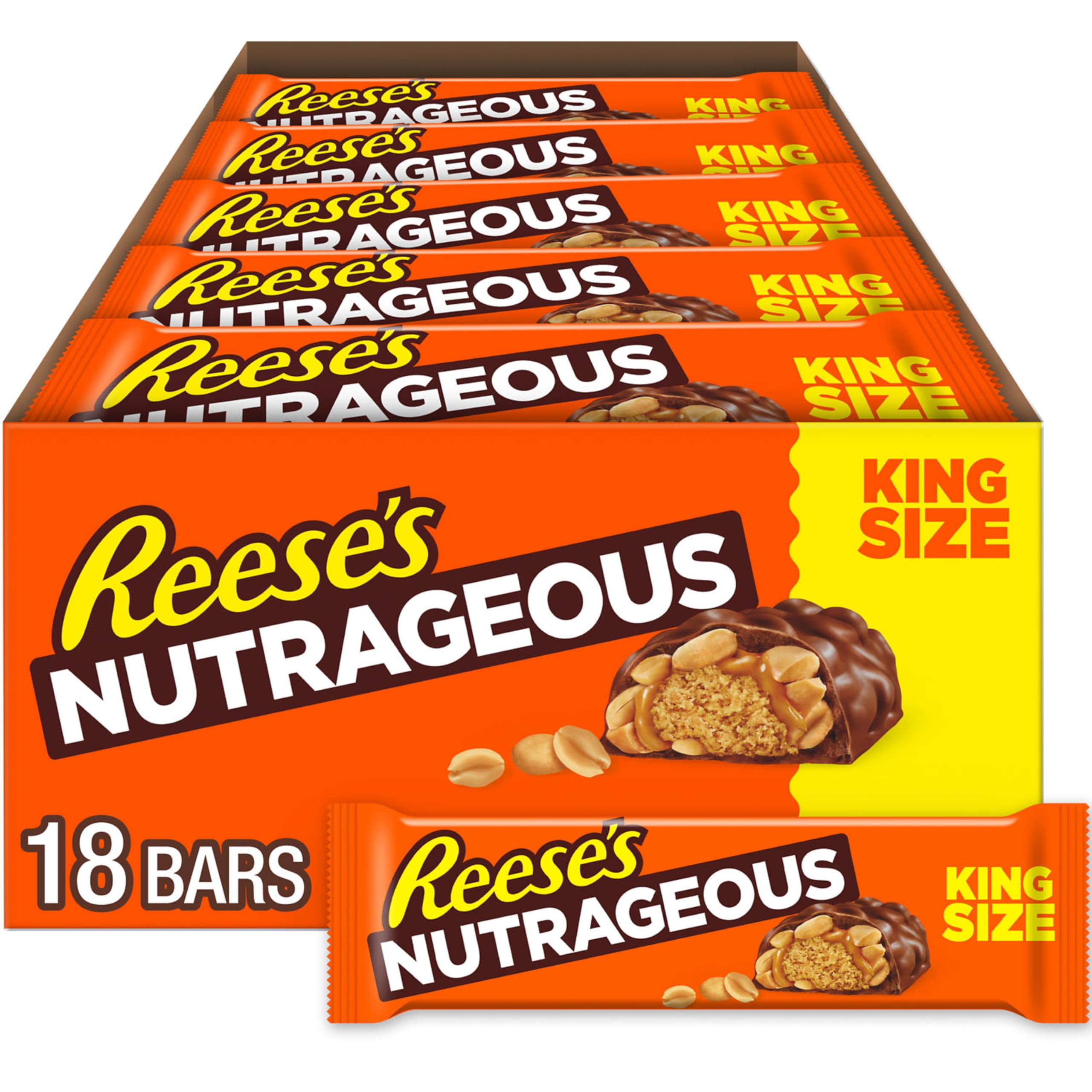 Reeses Nutrageous Peanut Butter Caramel Peanut King Size, Candy Bars, 3 ...
