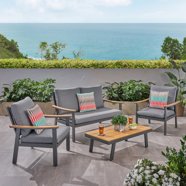 Calderon 4 Piece Outdoor Aluminum Chat Set, Dark Gray - Walmart.com