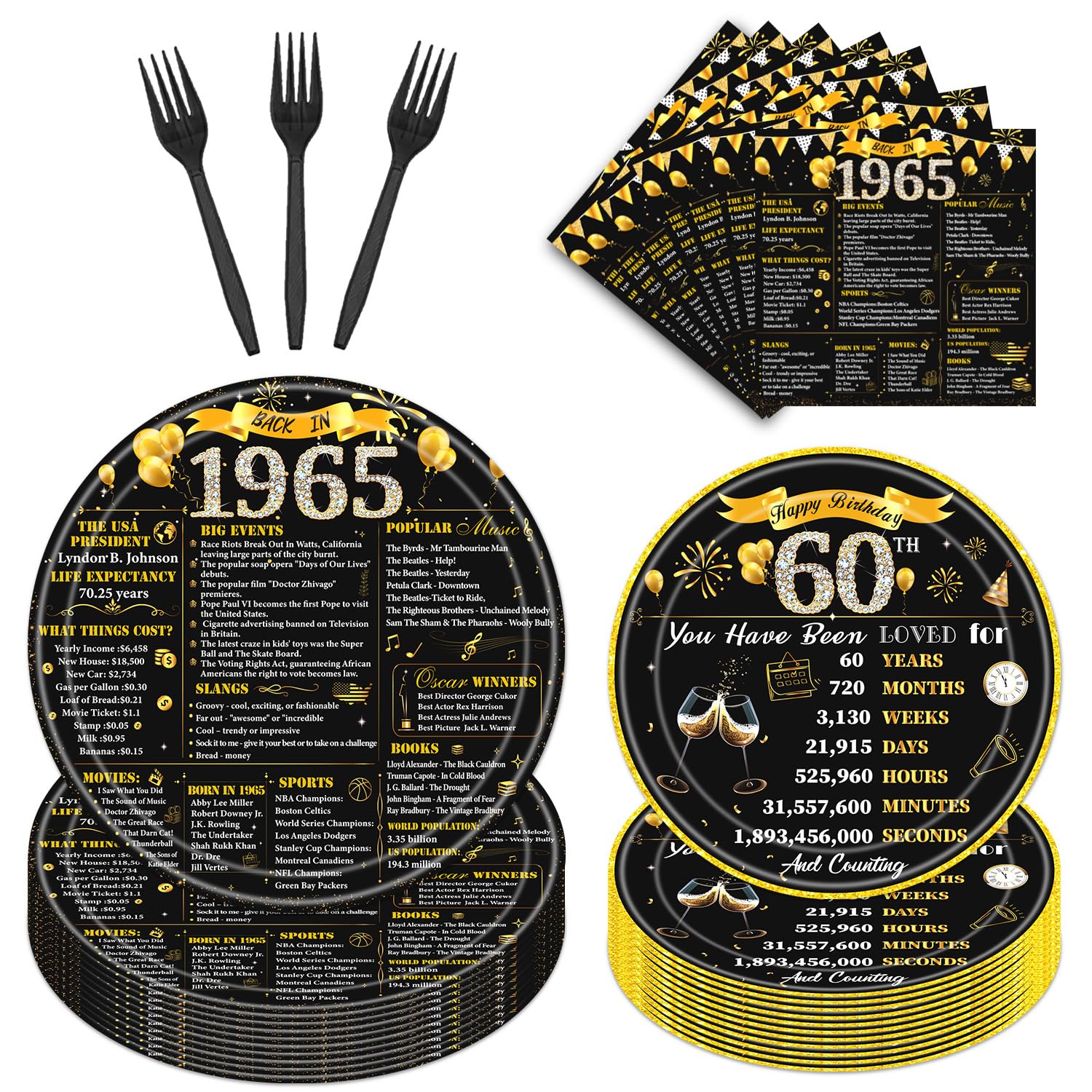 Refavor 60th Birthday Decorations RRF12 for Men Woman, in 1965 Birthday ...