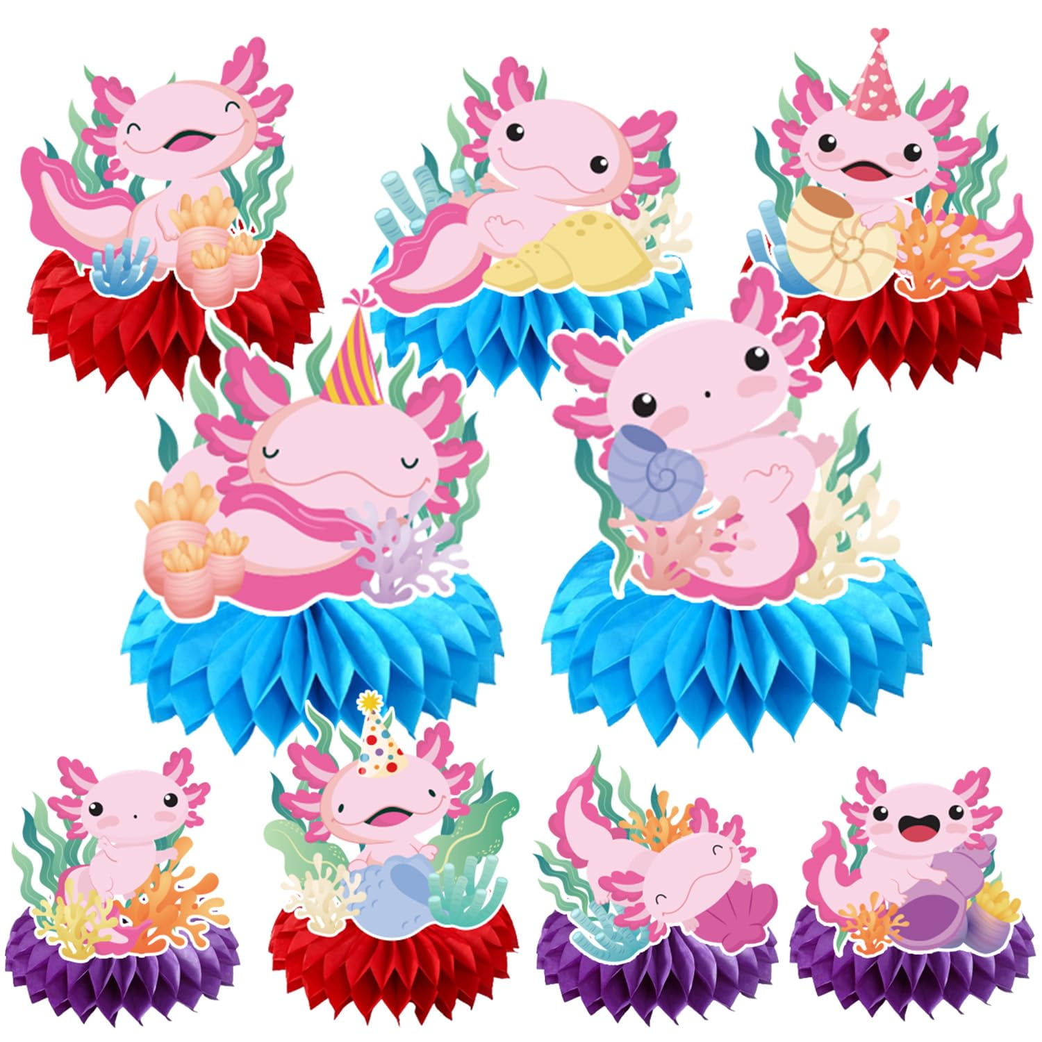 Refavor Axolotl Birthday Decorations - 9PCS Axolotl Party Table ...