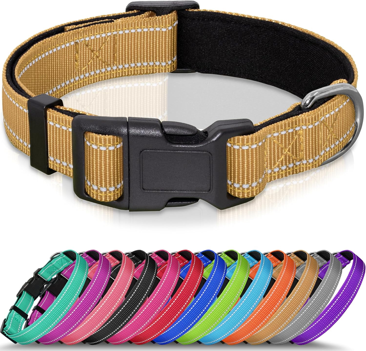 Refective Dog Collar, Soft Neoprene Padded Pet Collar for Small, Medium ...