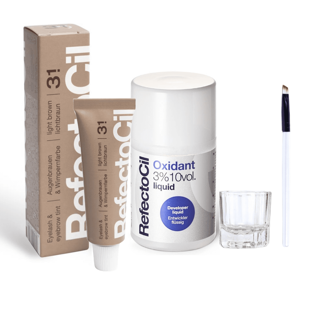 RefectoCil Eyebrow Dye Kit, Light Brown Tint, Oxidant 3%, Mixing Dish ...