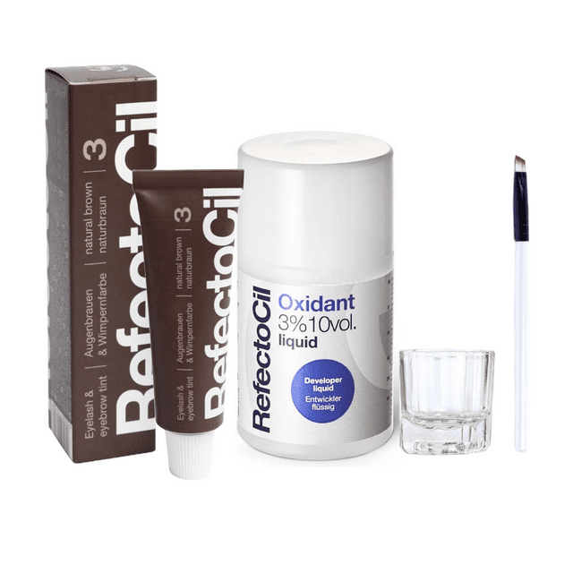 RefectoCil Natural Brown Eyelash and Eyebrow Tint Kit with Oxidant 3% ...