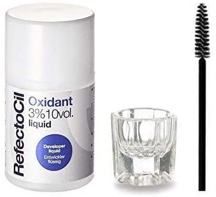 RefectoCil Liquid Oxidant 3% 3.4 oz, Glass Mixing Dish, Mascara Brush ...