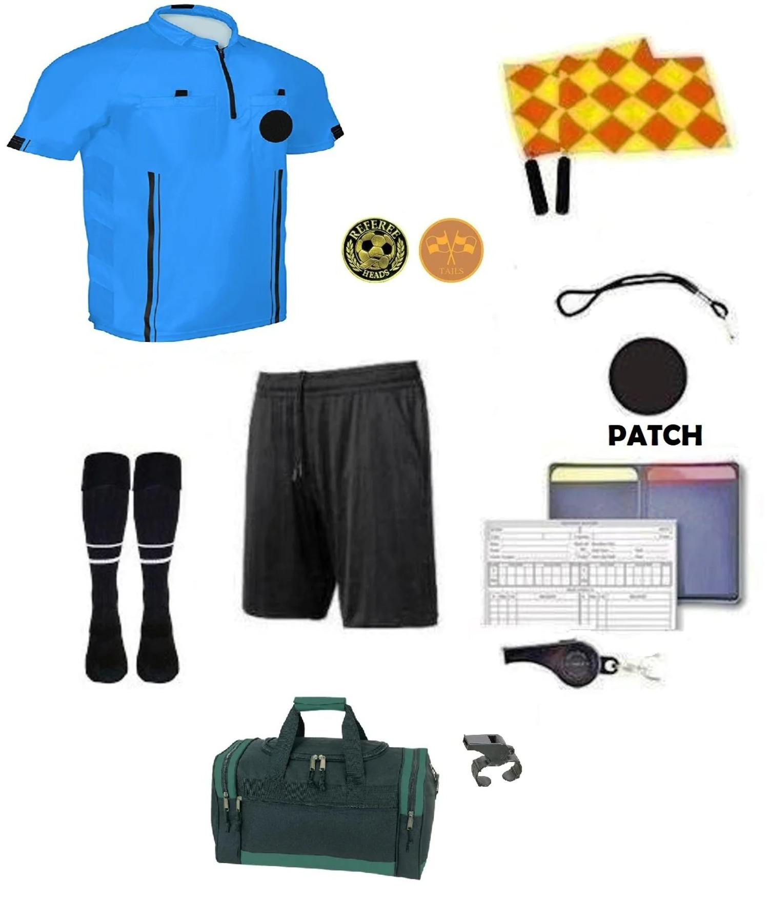 Referee 12 Pcs Soccer Package Kit Men Costume Ref Shirt Linesman Flags ...