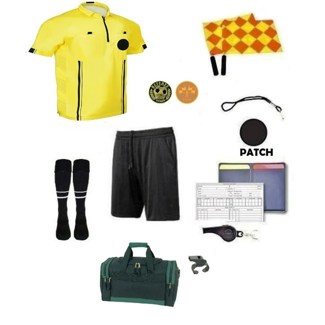 Referee 12 Pcs Soccer Package Kit Men Costume Ref Shirt Linesman Flags, Whistle Soccer Cards ...