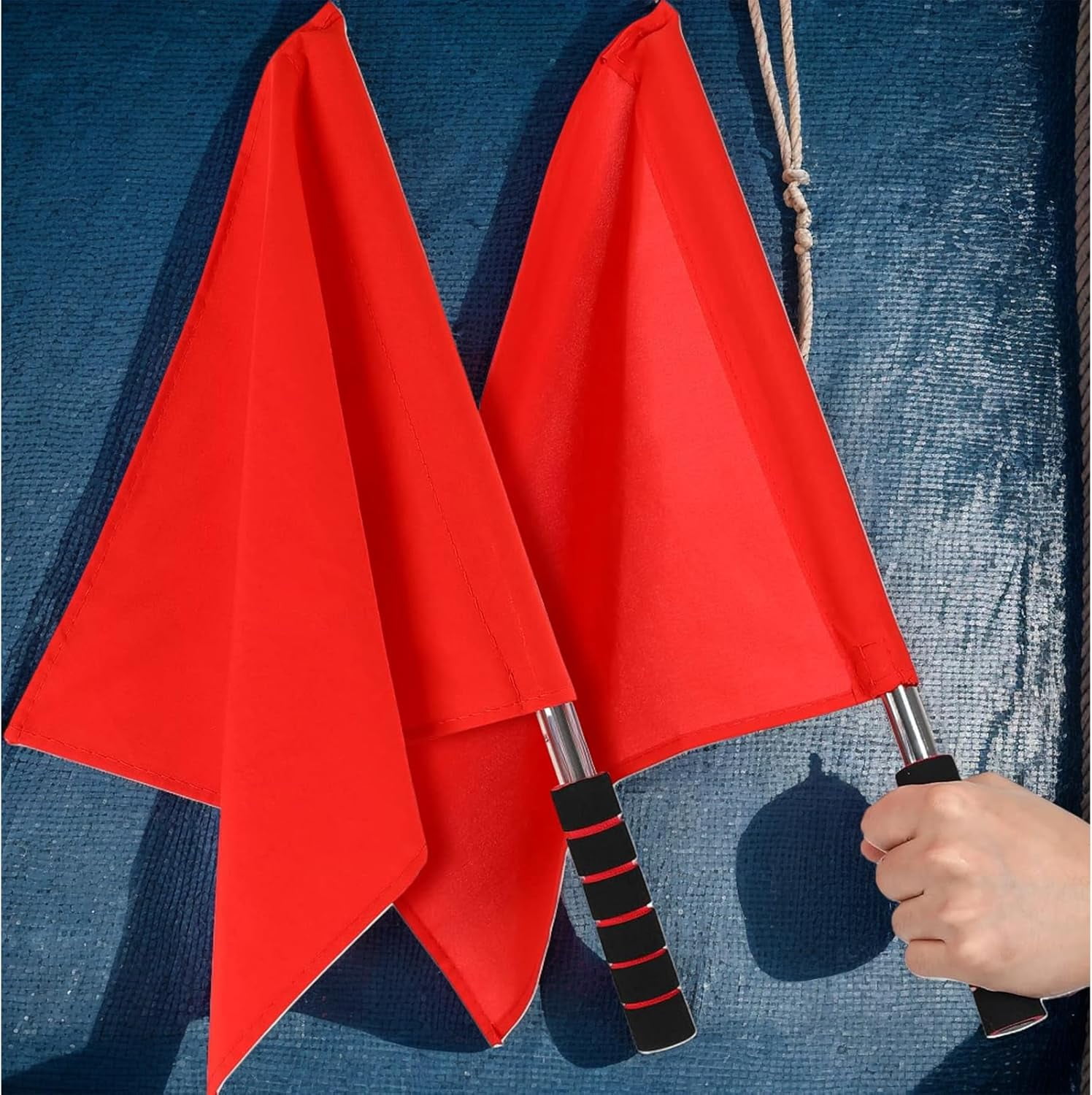Referee Flag Training Sports Flags with Sponge Handle Red Flag Referee ...