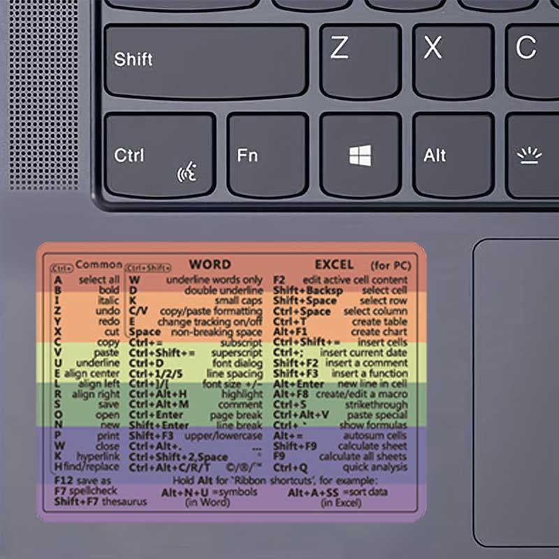 Reference Keyboard Shortcut Sticker for Laptop Computer, 1 Count ...