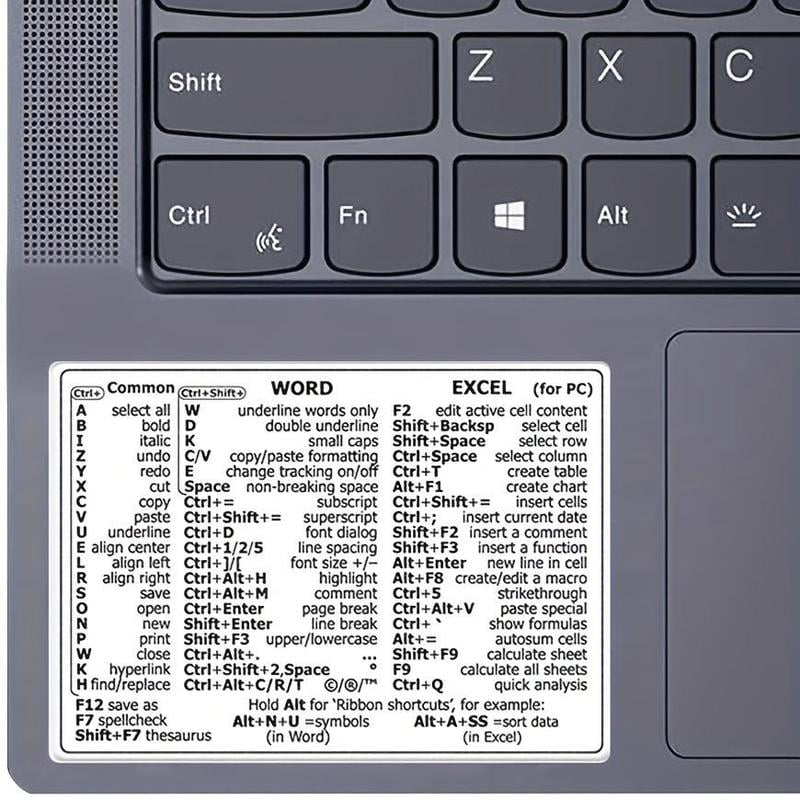 Reference Keyboard Shortcut Sticker for Laptop Computer, 1 Count ...