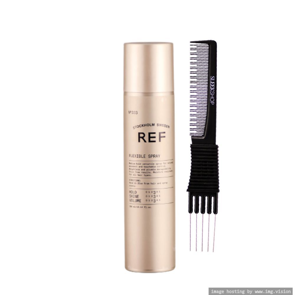Reference Of Sweden REF Flexible Spray Aerosol Hairspray (10.14 oz) with SLEEKSHOP Teasing Comb ...