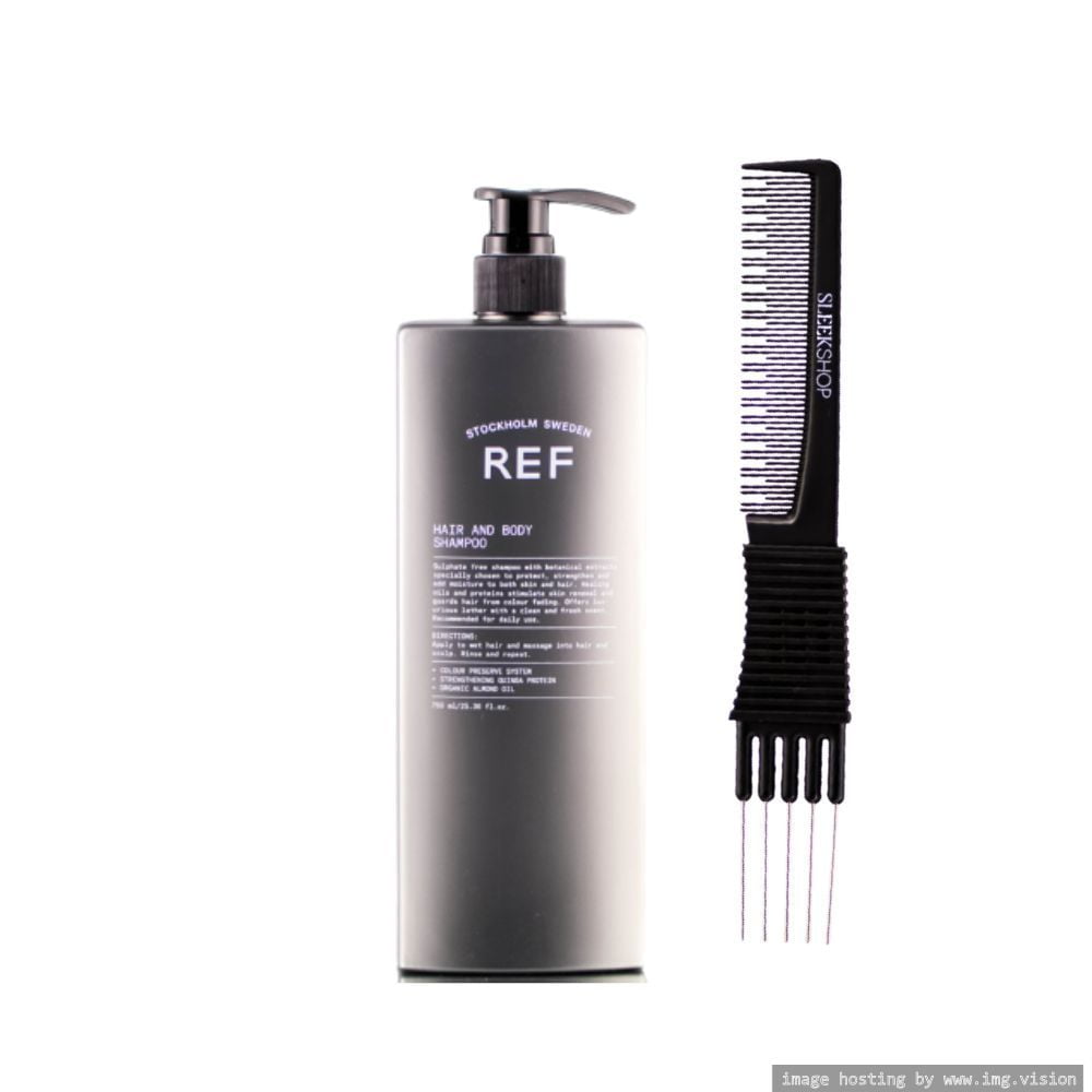 Reference Of Sweden REF Hair and Body Shampoo (25.36 oz) with SLEEKSHOP Teasing Comb (PACK OF 1 ...