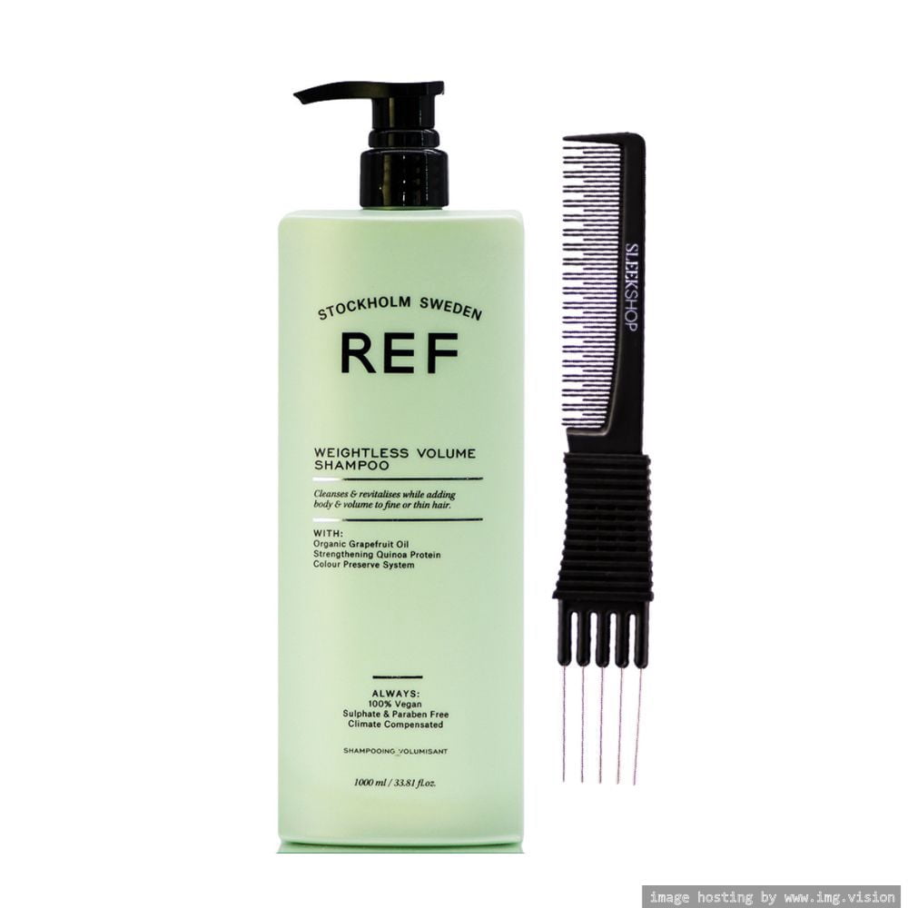 Reference Of Sweden REF Weightless Volume Shampoo (33.8 oz) with SLEEKSHOP Teasing Comb (PACK OF ...