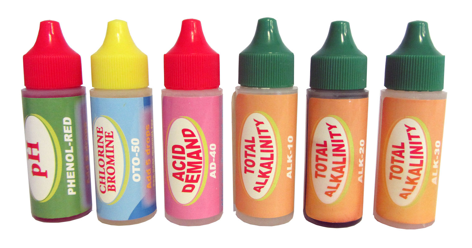 Refill bottles for Swimming Pool Water Test Kit - Cl, Br, pH, Tot Alk ...