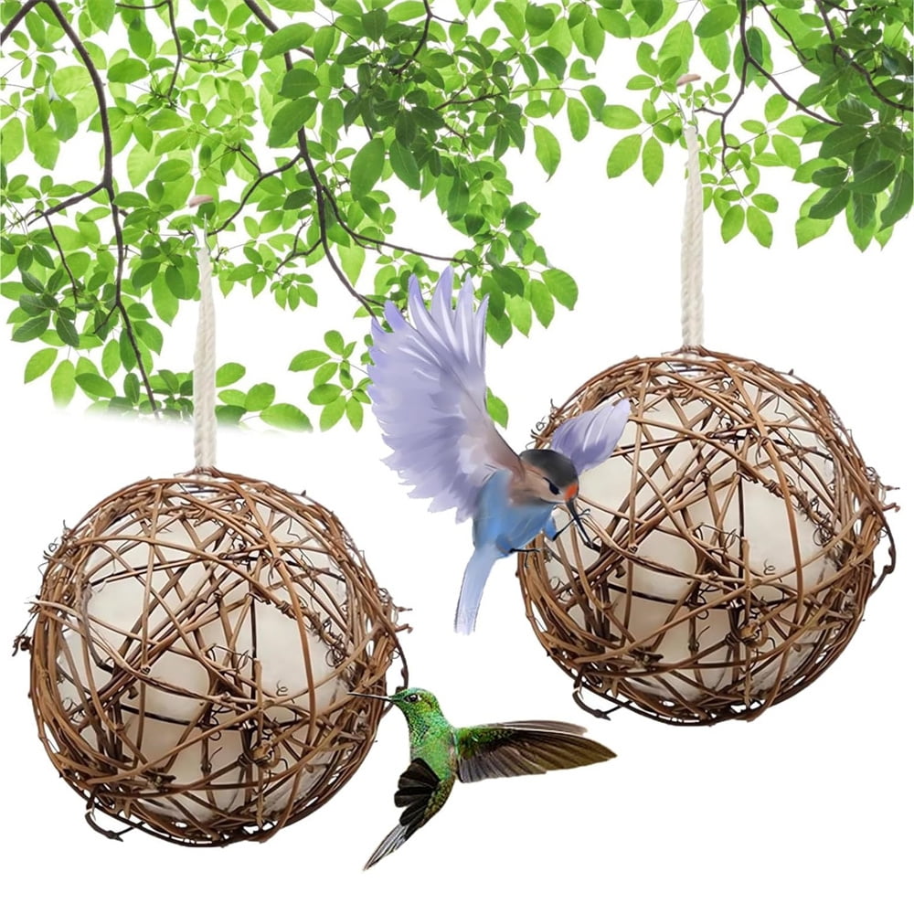 Refillable Bird Nesting Ball Materials,2 Pack Handmade Humming Bird House,New Hummingbird Nest ...