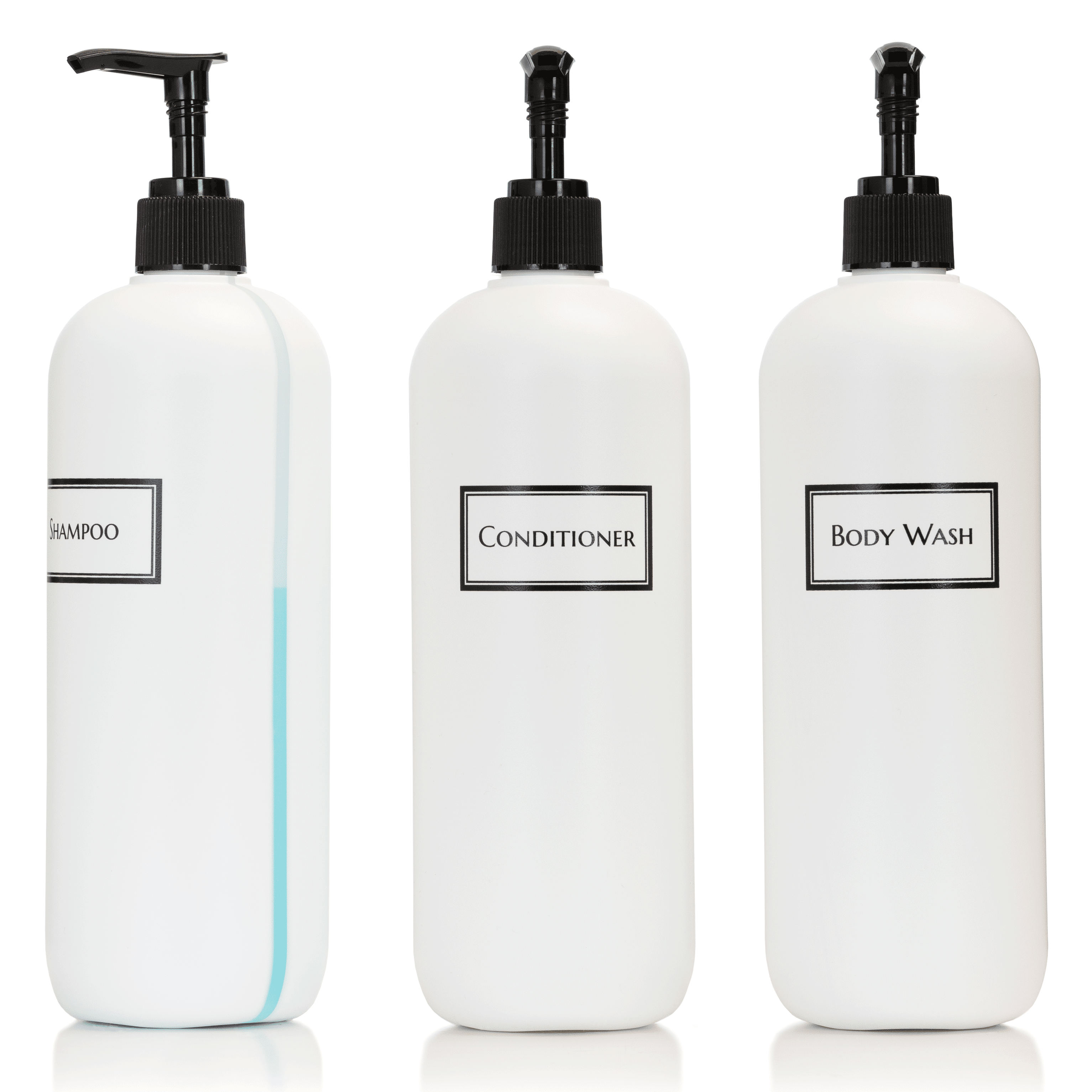 Refillable Body Wash Shampoo and Conditioner Pump Dispenser Bottles ...