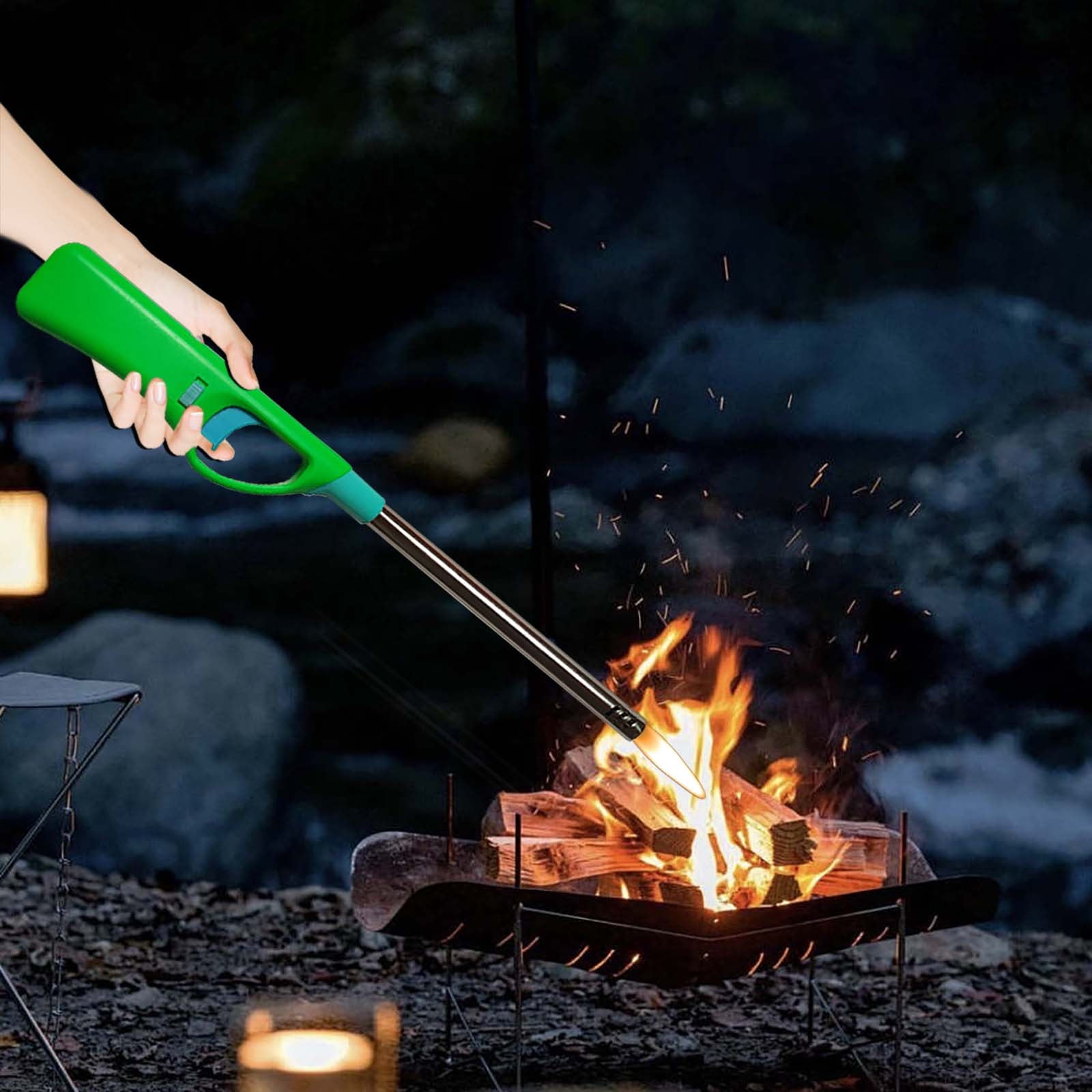 Refillable Butane Lighters, BBQ Grill Click Flame Long Stem Lighter ...