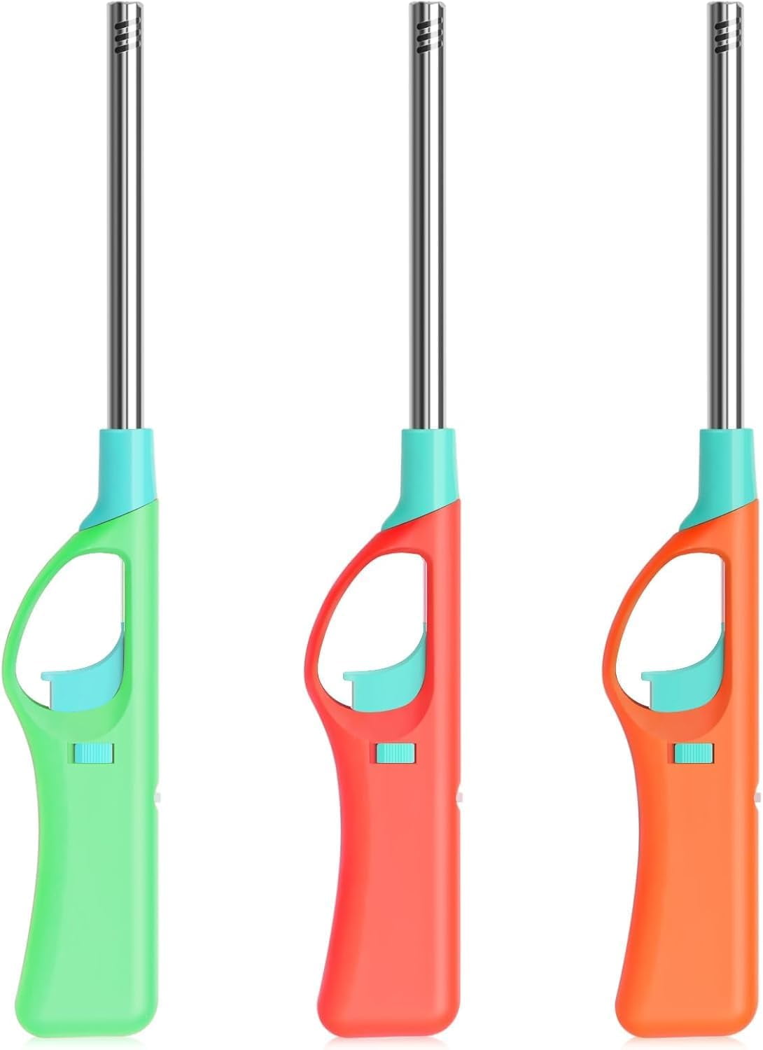 Refillable Butane Lighters, Larger BBQ Grill Click Flame Long Stem ...