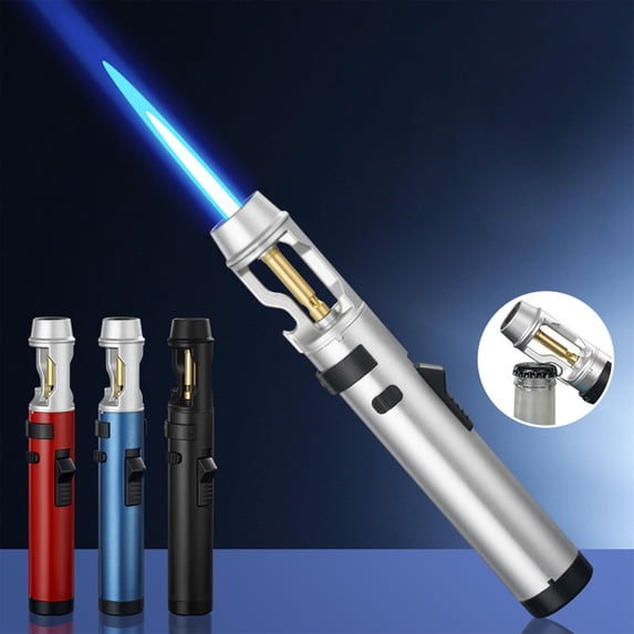 Refillable Butane Torch Lighter, 7.68" × 1.19" Adjustable Flame Blow ...