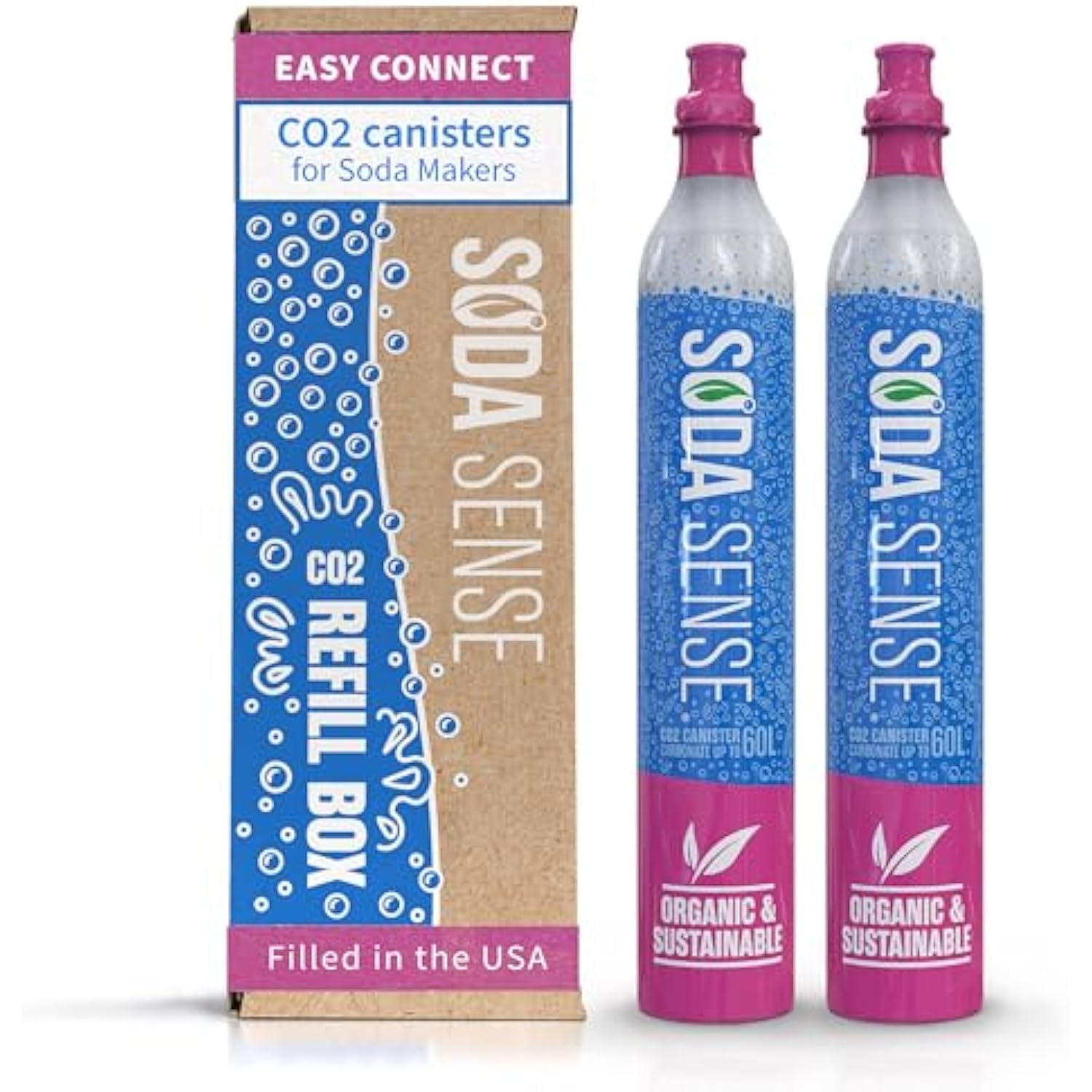Refillable CO2 Canister 2-Pack 60L - Quick-Connect for SodaStream (ART ...