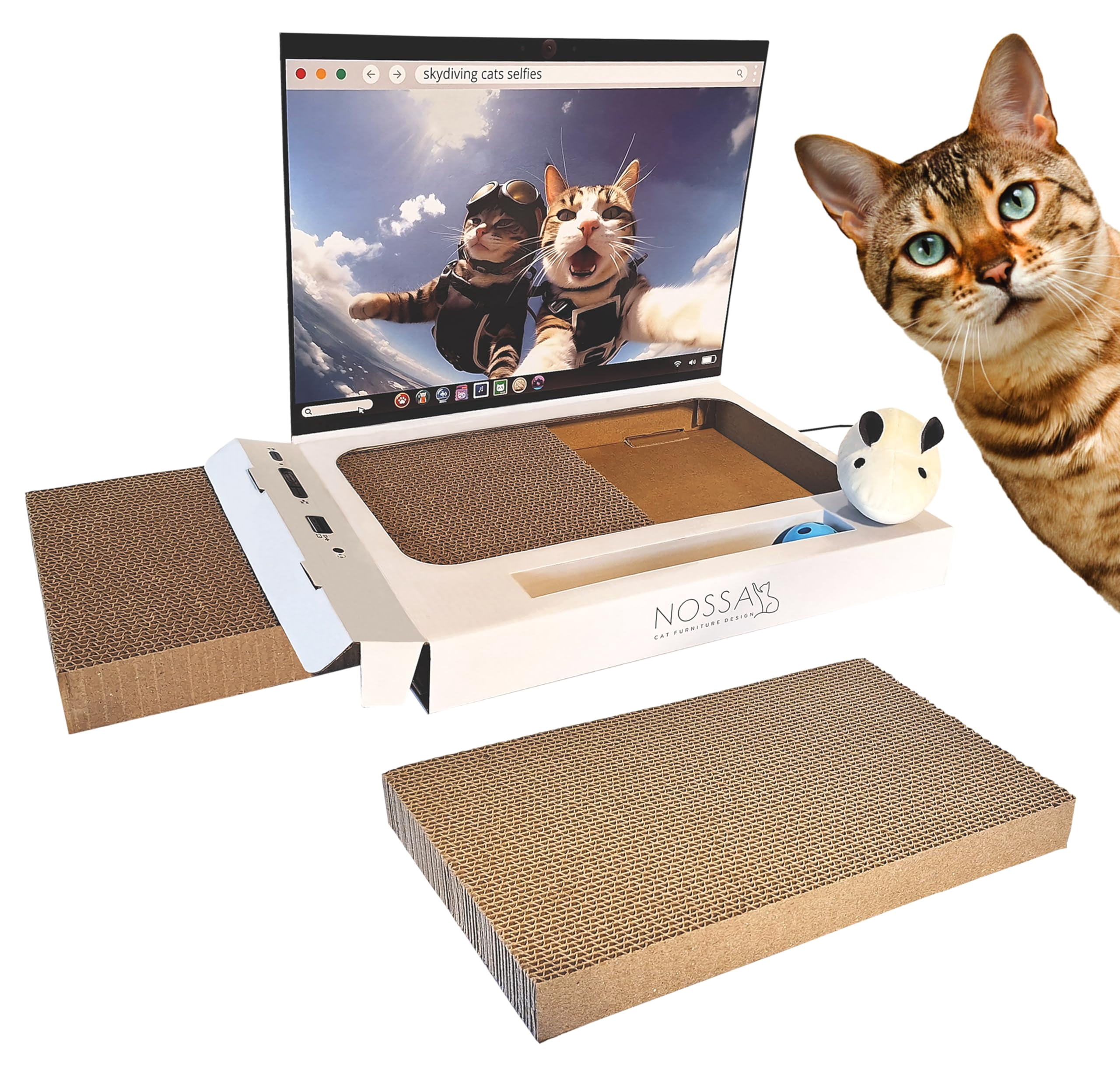 Refillable Cat Toy Laptop Computer Scratch Pad For Cats - Cardboard Cat ...