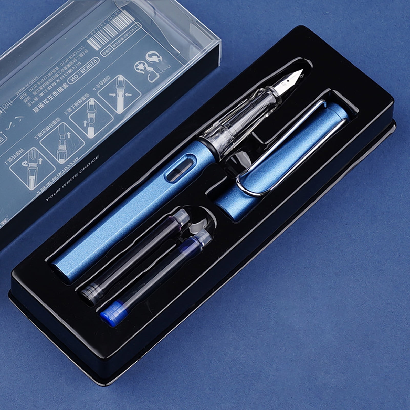 Refillable Fountain Pen Set, 0.38mm Replaceable Ink Capsule Fountain ...