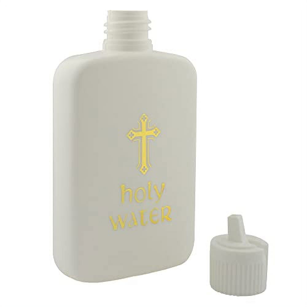 Refillable Holy Water Bottles - White with Gold-Tone Cross and ...
