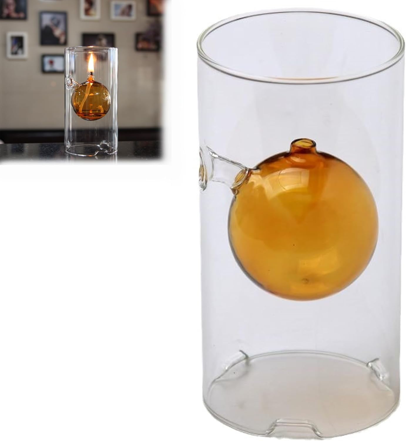 Refillable Liquid Petite Oil Lamp: Glass Oil Light Borosilicate ...