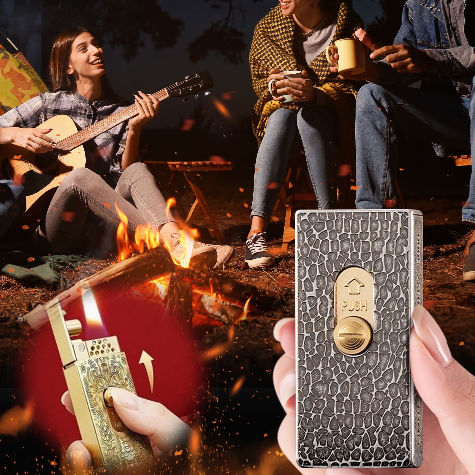 Refillable Metal Kerosene Lighter - One-Push Ignition Torch for Camping ...