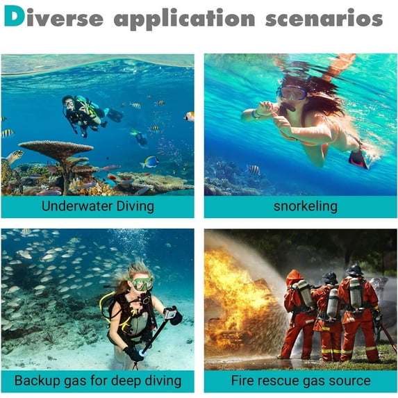 Refillable Oxygen Cylinder with 1L Capacity Scuba Tank, Deepest 32.8ft ...