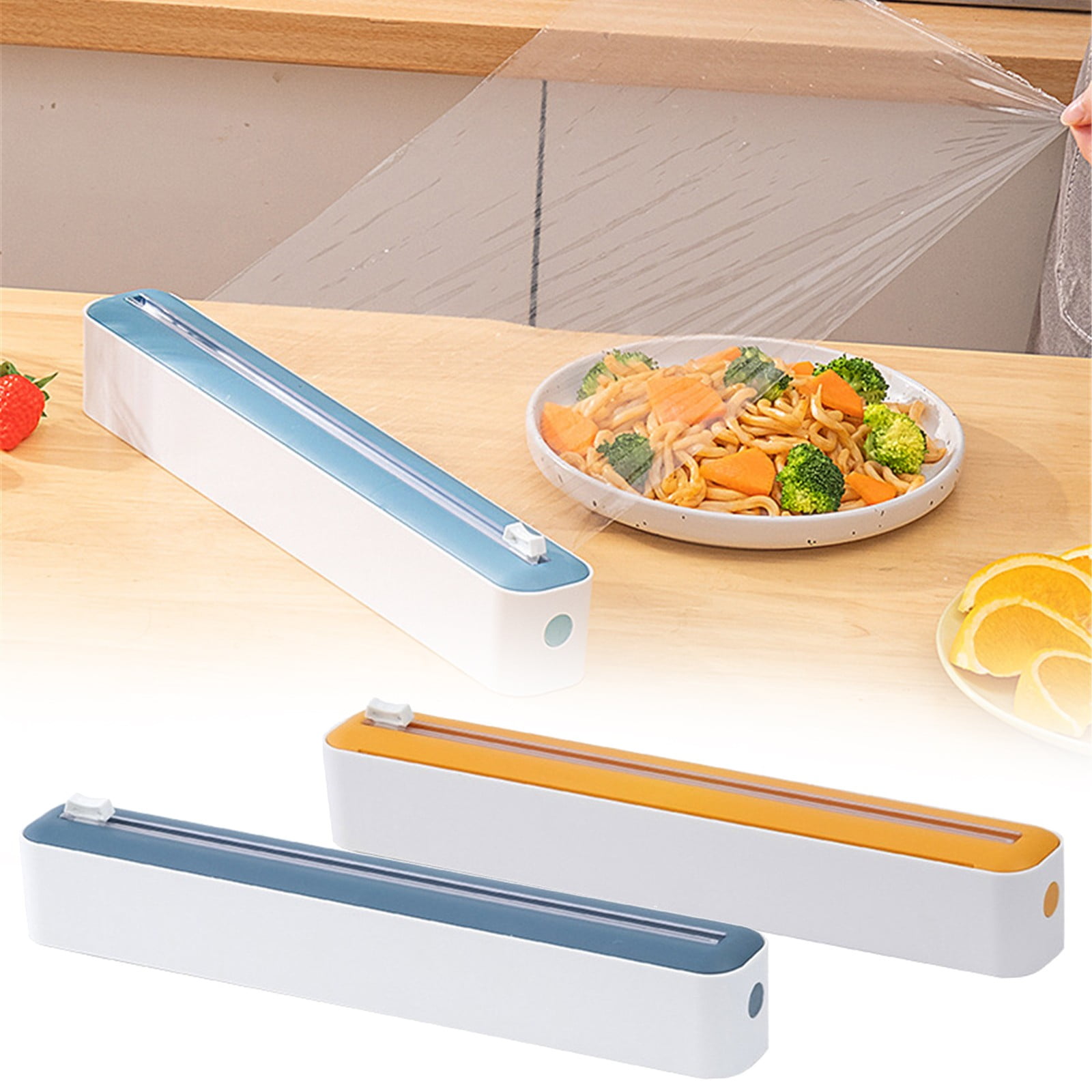 Refillable Plastic Wrap Dispenser with Slide Cutter, Sturdy Food Cling ...