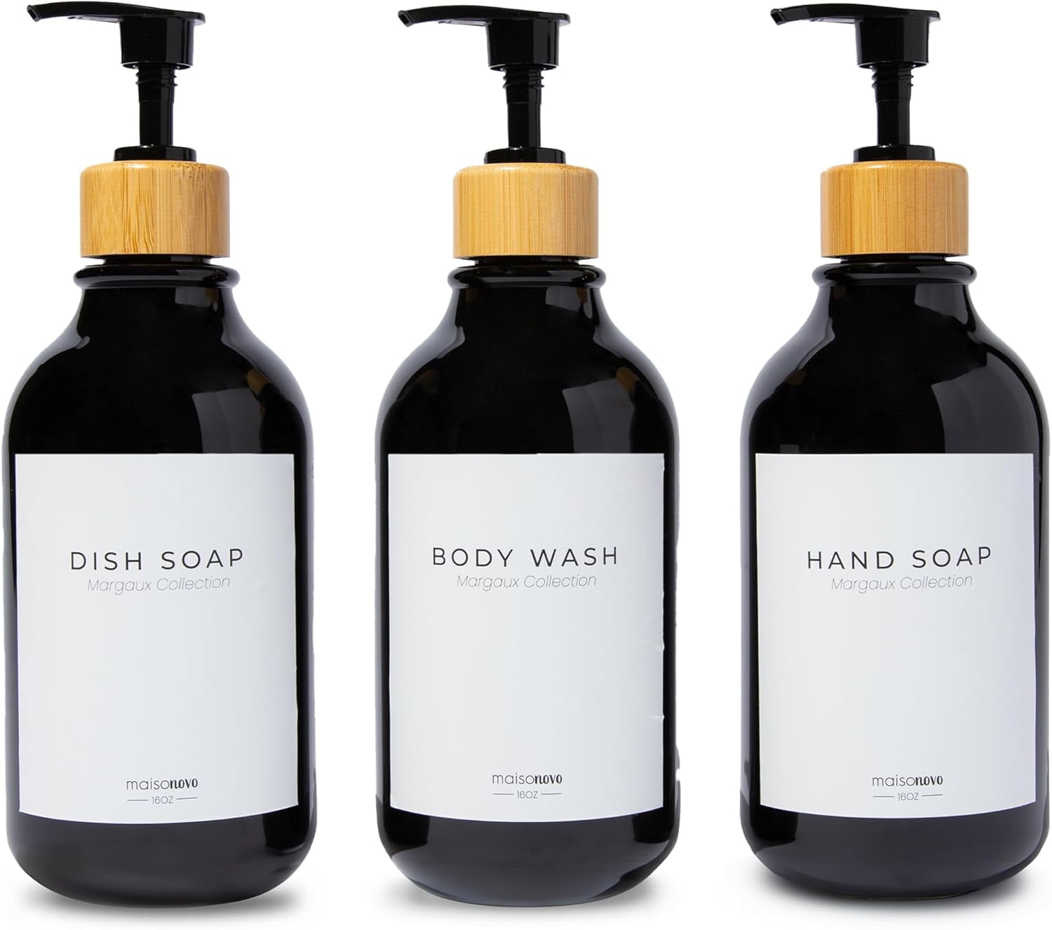 Refillable Shampoo and Conditioner Bottles | 16.9 Fl Oz Set of 3 Black ...