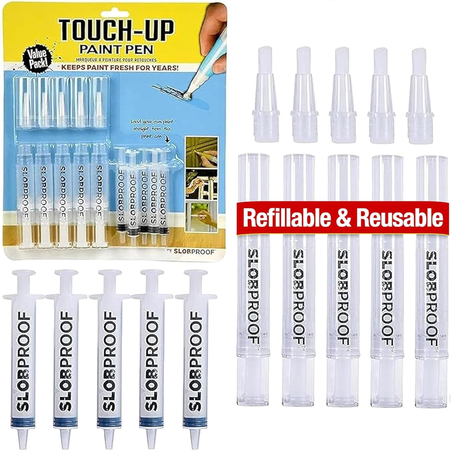 Refillable Touch-Up Paint Pen, Mess-Free, Reusable Wall Paint Repair ...