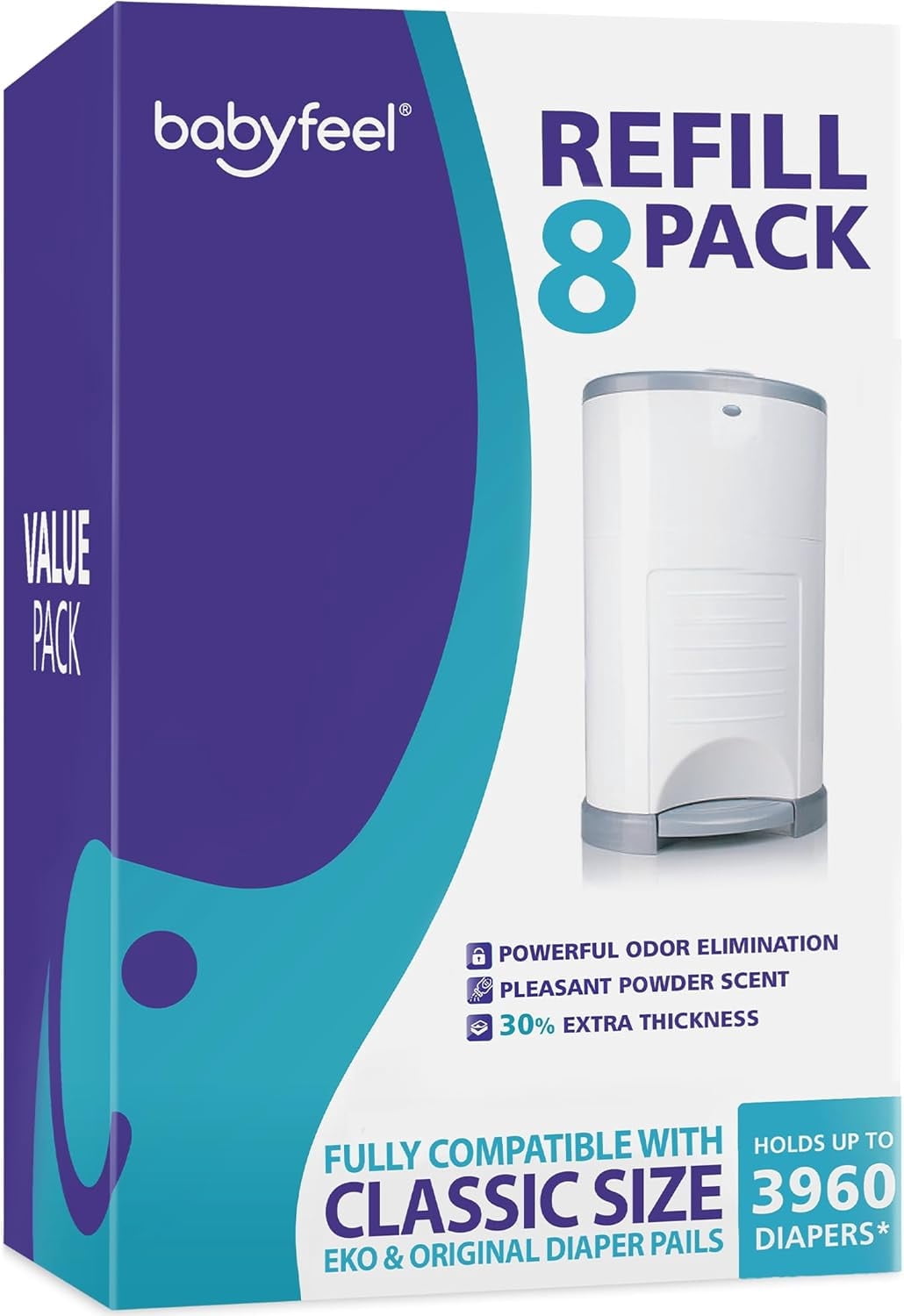 Refills Compatible with DEKOR CLASSIC Diaper Pails | 8 Pack | Exclusive ...