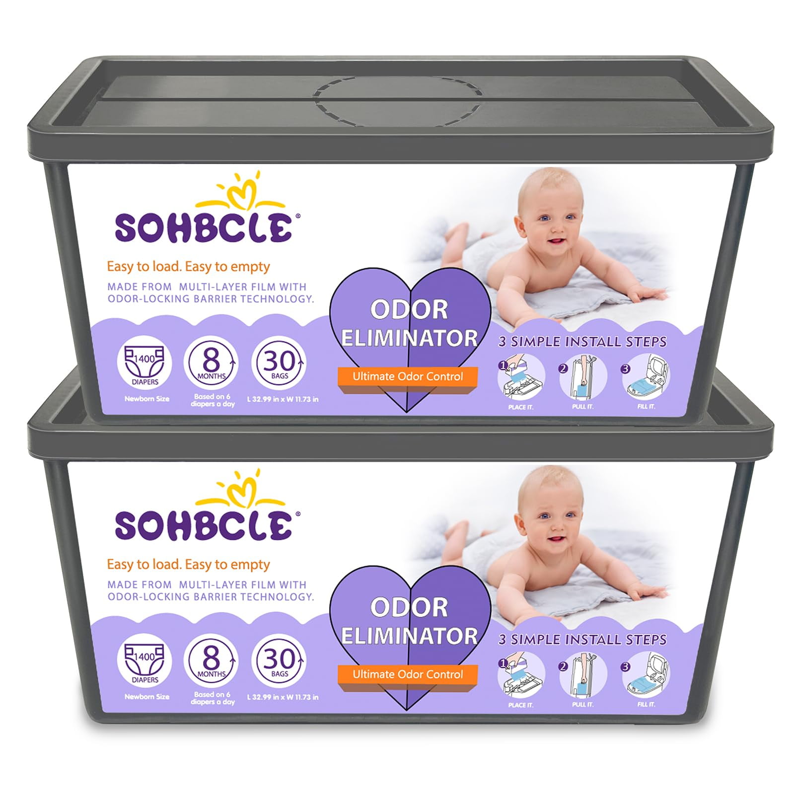 Refills Compatible with Genie OIF8 Easy Roll Signature Diaper Platinum ...