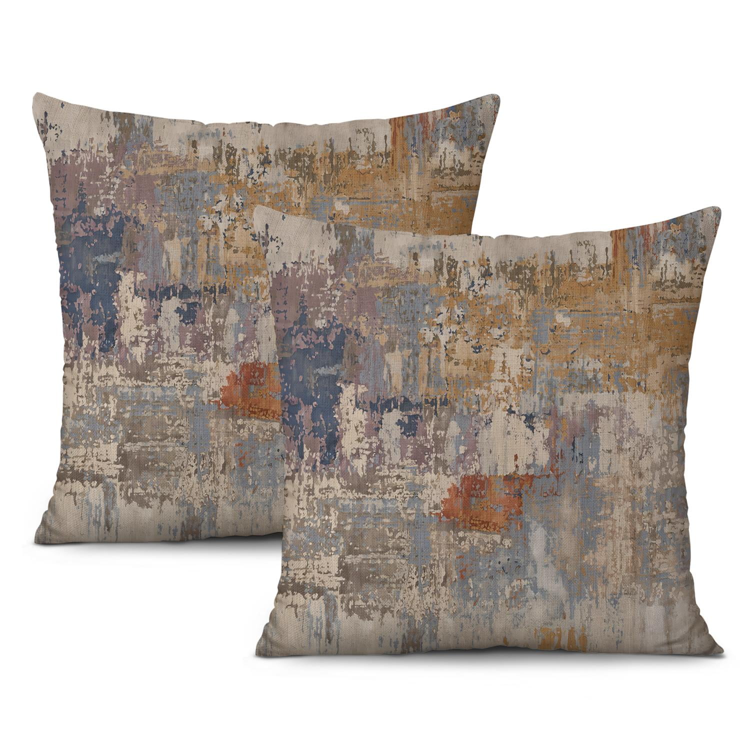 Refined Decor Update: Blue and Grey Abstract Art Pillow Covers, 18x18 ...