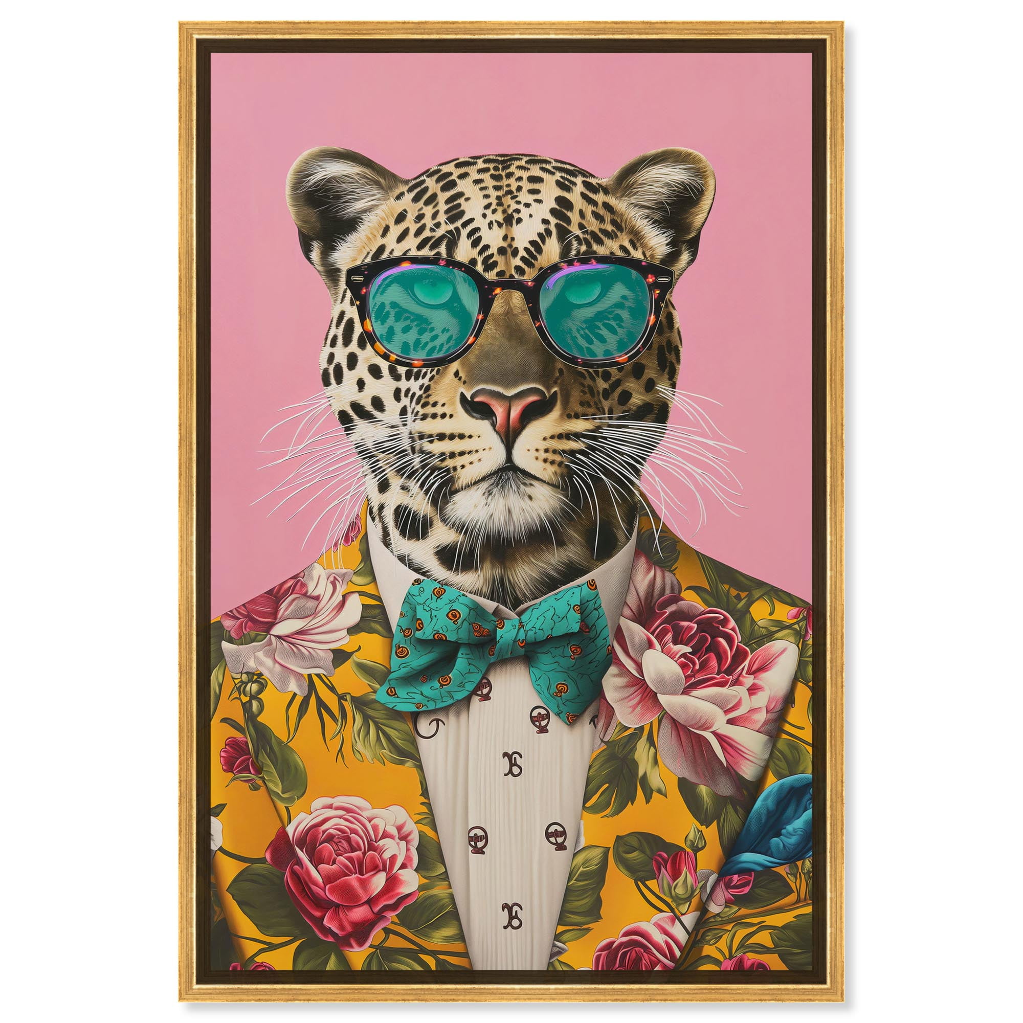 Refined Roar I Canvas Pink Pop Wall Art by Art Remedy, Gold Frame, 30 ...