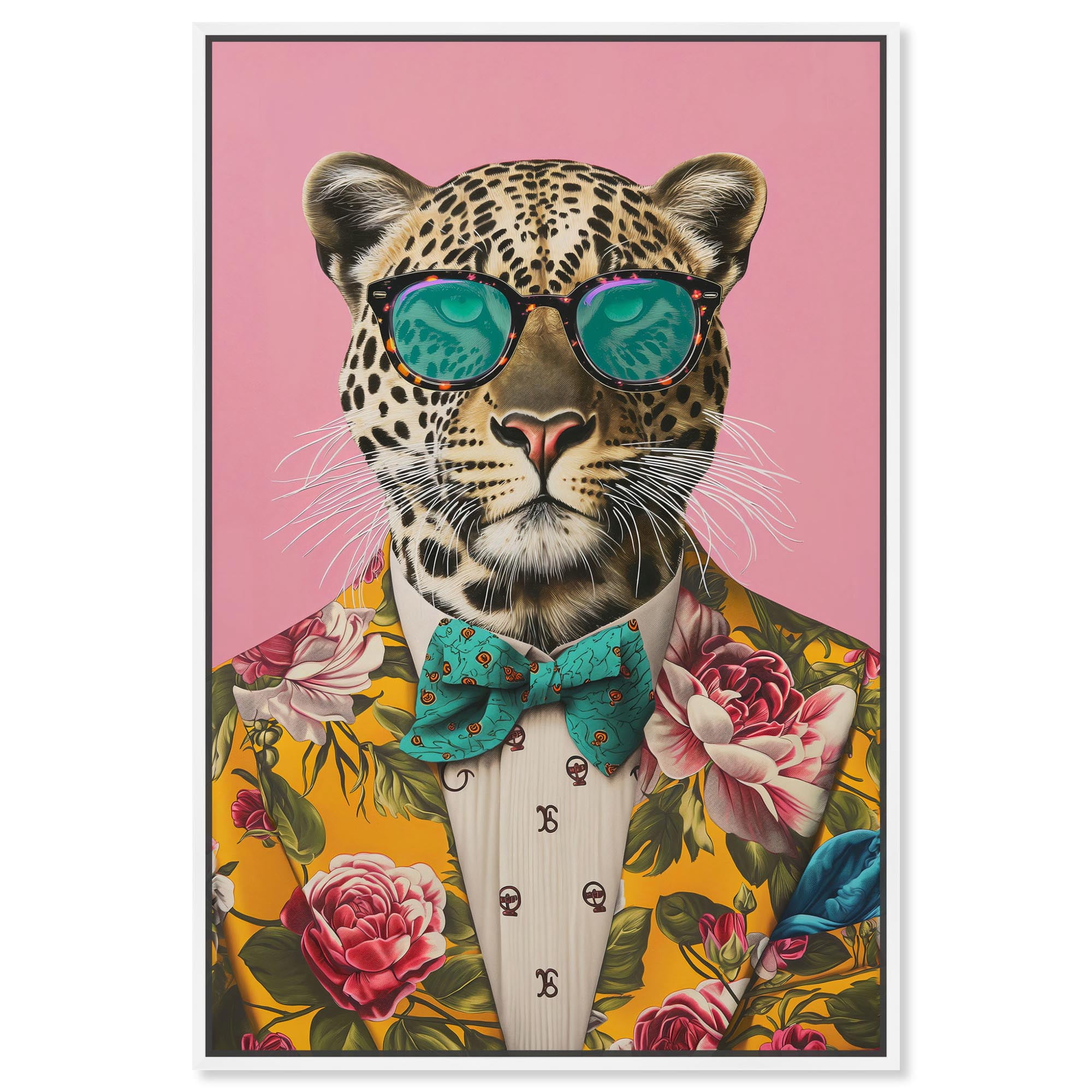 Refined Roar I Canvas Pink Pop Wall Art by Art Remedy, White Frame, 30 ...