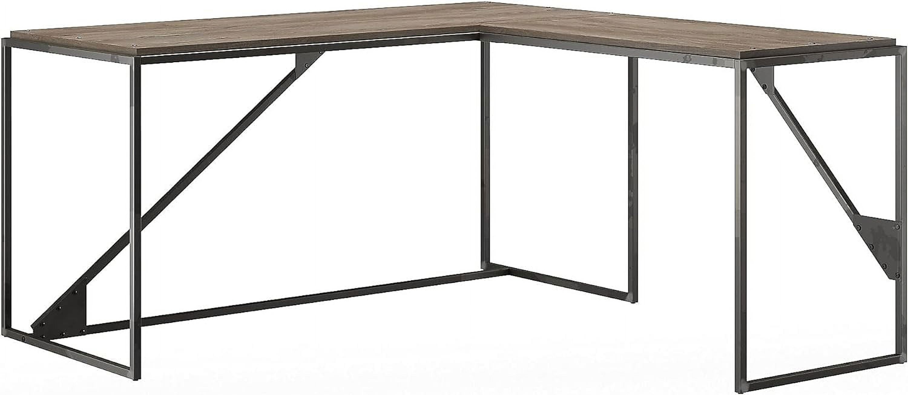 Refinery 62W L Shaped Industrial Desk with 37W Return in Gray - Walmart.com